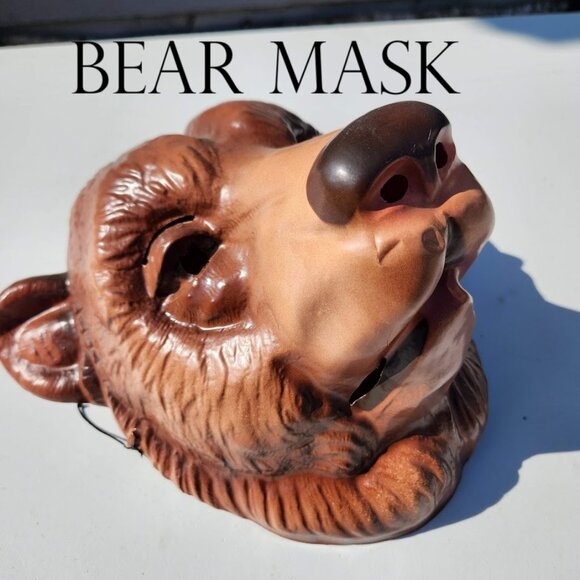 Vintage | Accessories | Vintage Grizzly Bear Mask Black Brown Bear ...